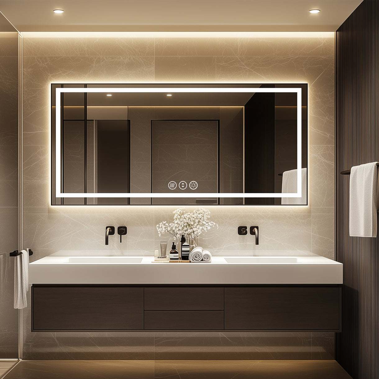 Amorho LED Mirror with Front & Backlit 60 to 80 in